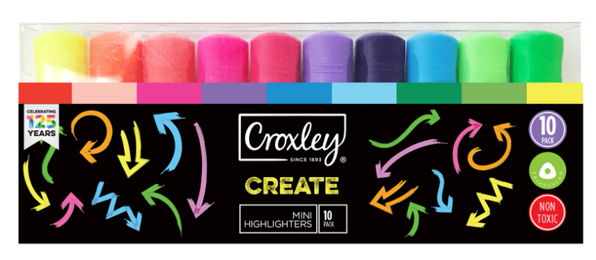 CROXLEY CREATE MINI HIGHLIGHTERS BOX OF 10
