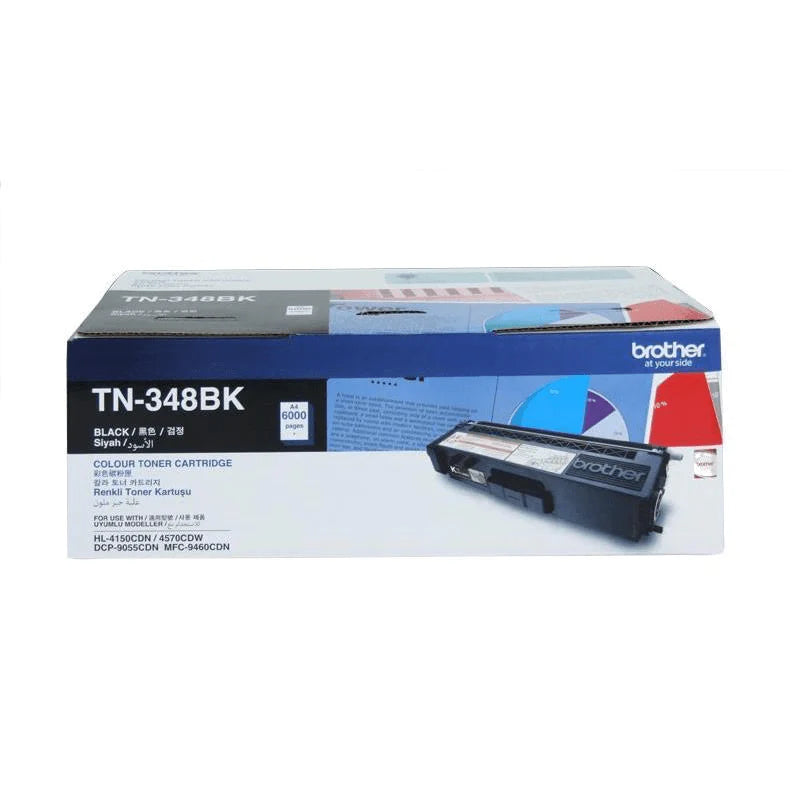 Brother TN-348BK Black Toner Cartridge 6,000 Pages Original Single-pac